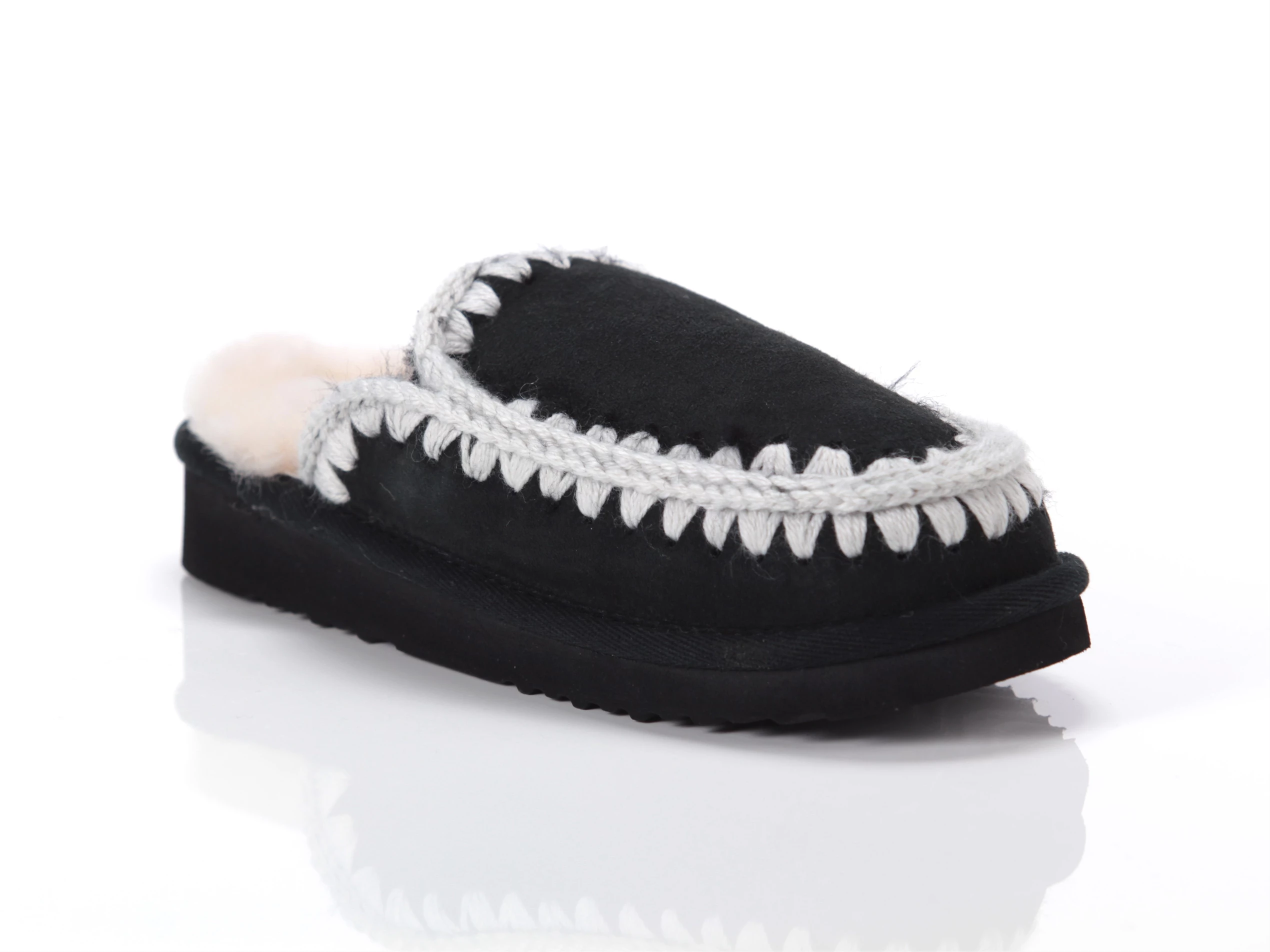 Mou SLIPPER PLAT femme MU.FW101125A BKWHI | YOUSPORTY
