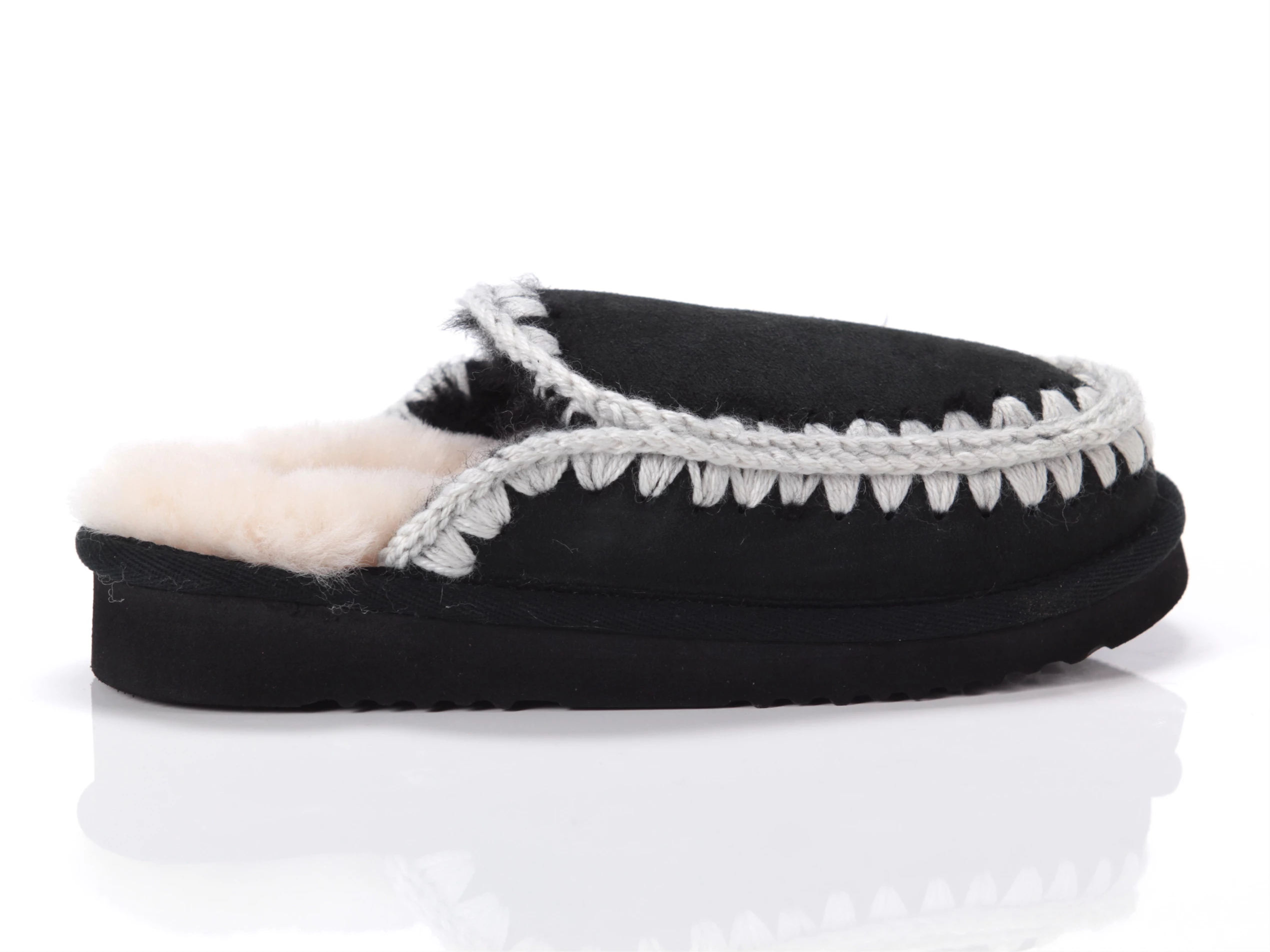 Mou SLIPPER PLAT femme MU.FW101125A BKWHI | YOUSPORTY