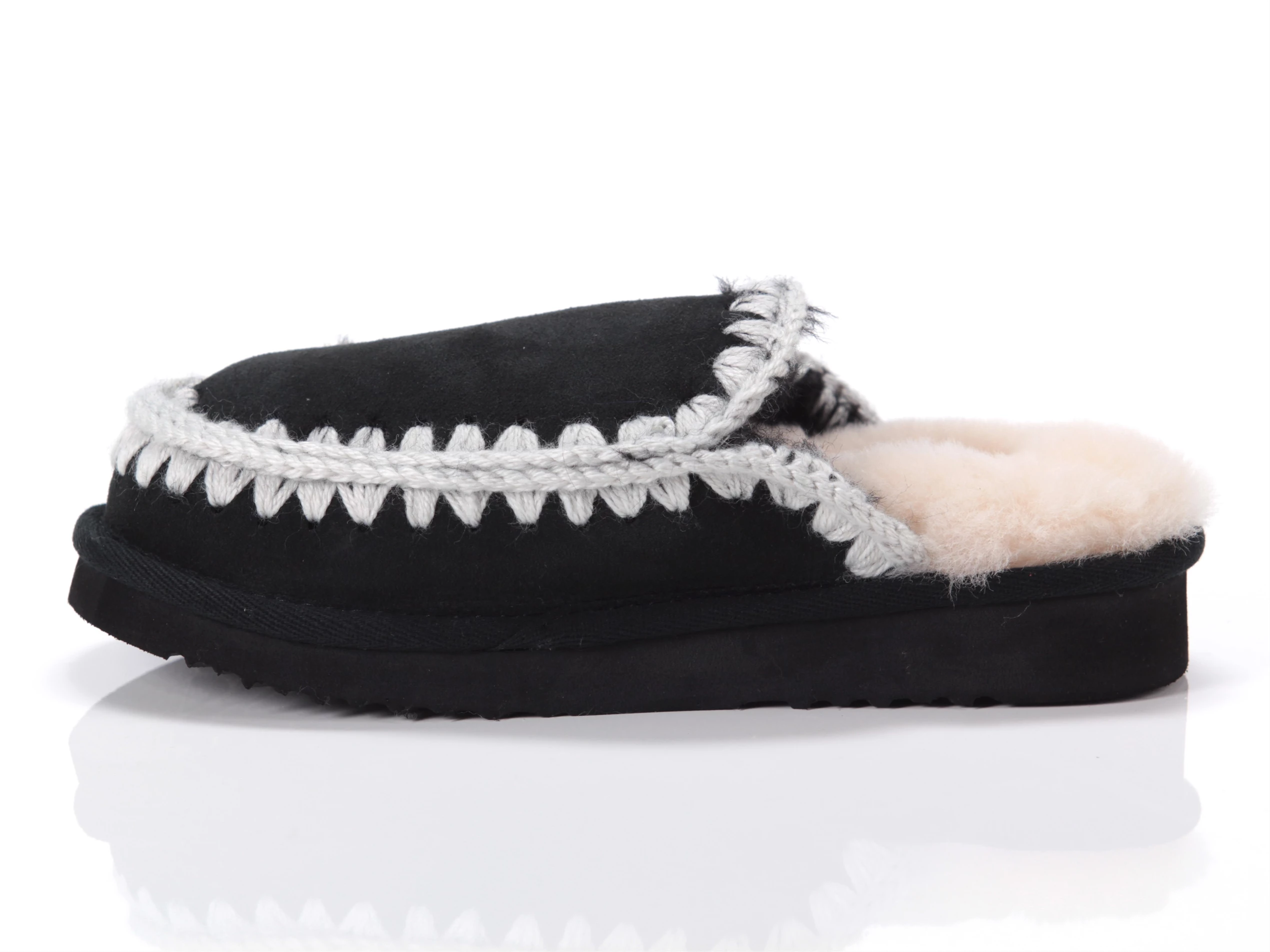 Mou SLIPPER PLAT femme MU.FW101125A BKWHI | YOUSPORTY