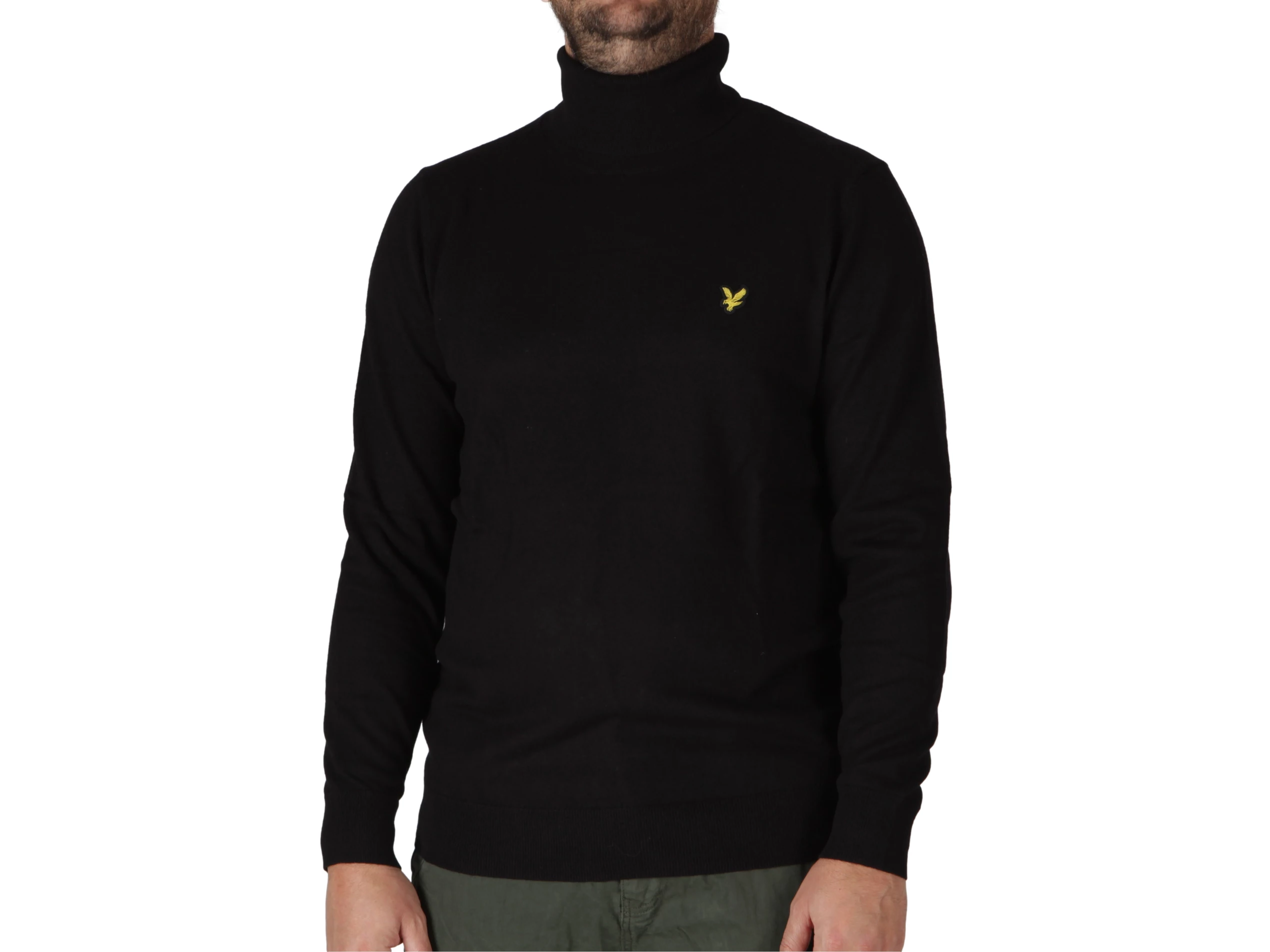 Lyle & Scott Cotton Merino Long Turtleneck Jumper Jet Black man KN2103V ...