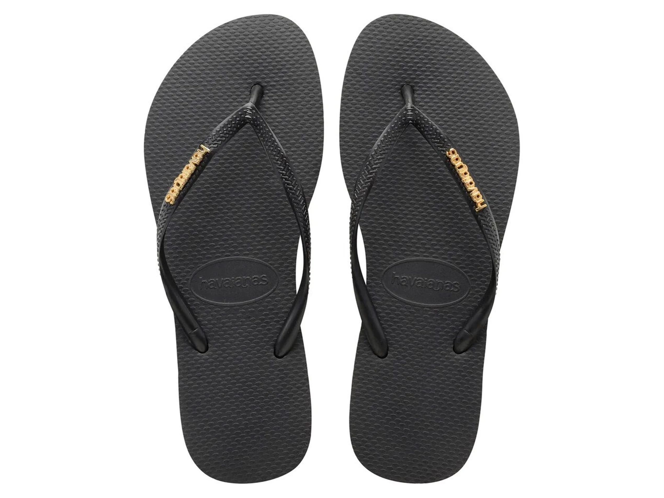 Havaianas Slim Logo Metallic Black Gold woman 4119875 1924 | YOUSPORTY