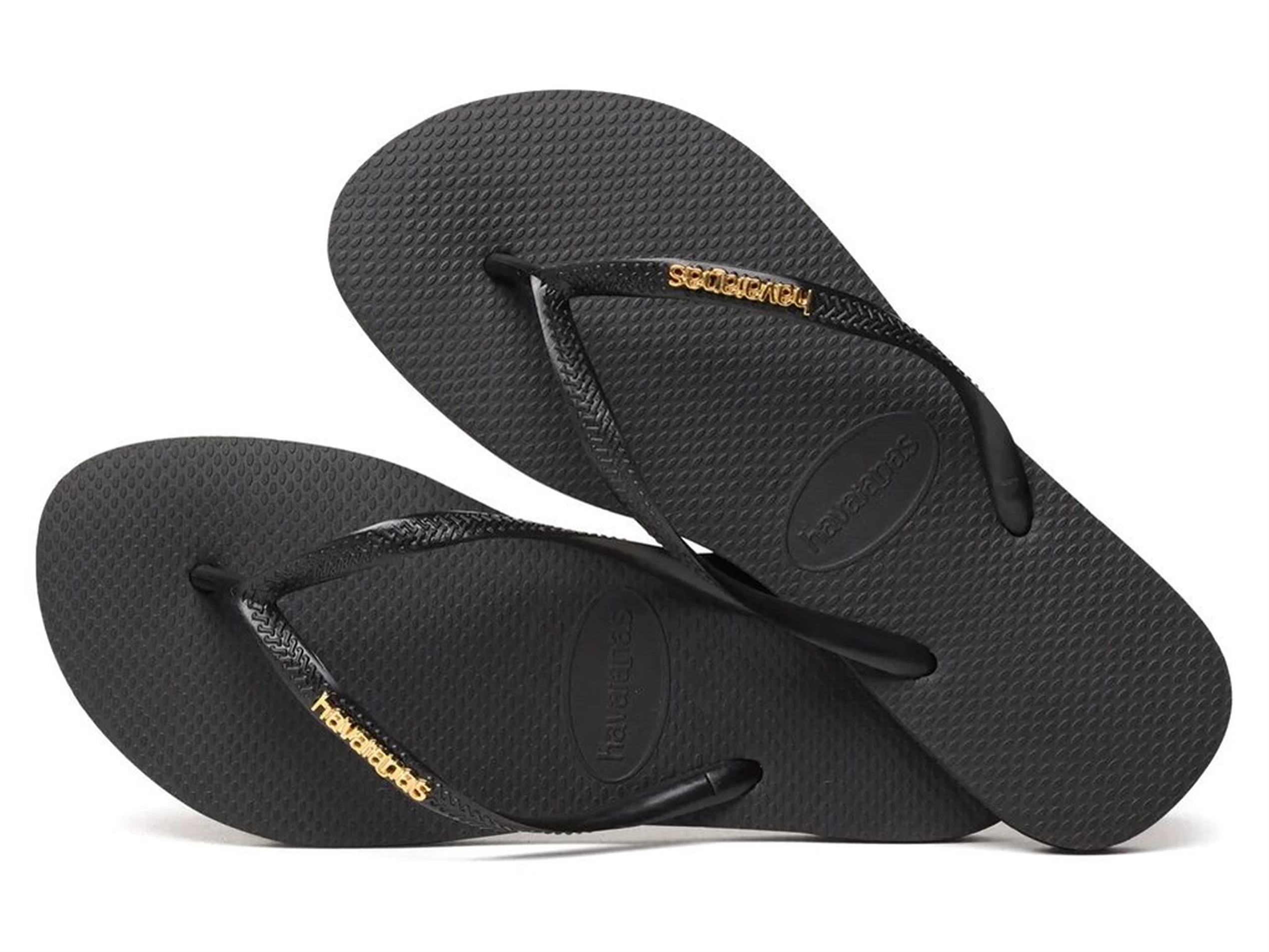 Havaianas Slim Logo Metallic Black Gold woman 4119875 1924 | YOUSPORTY