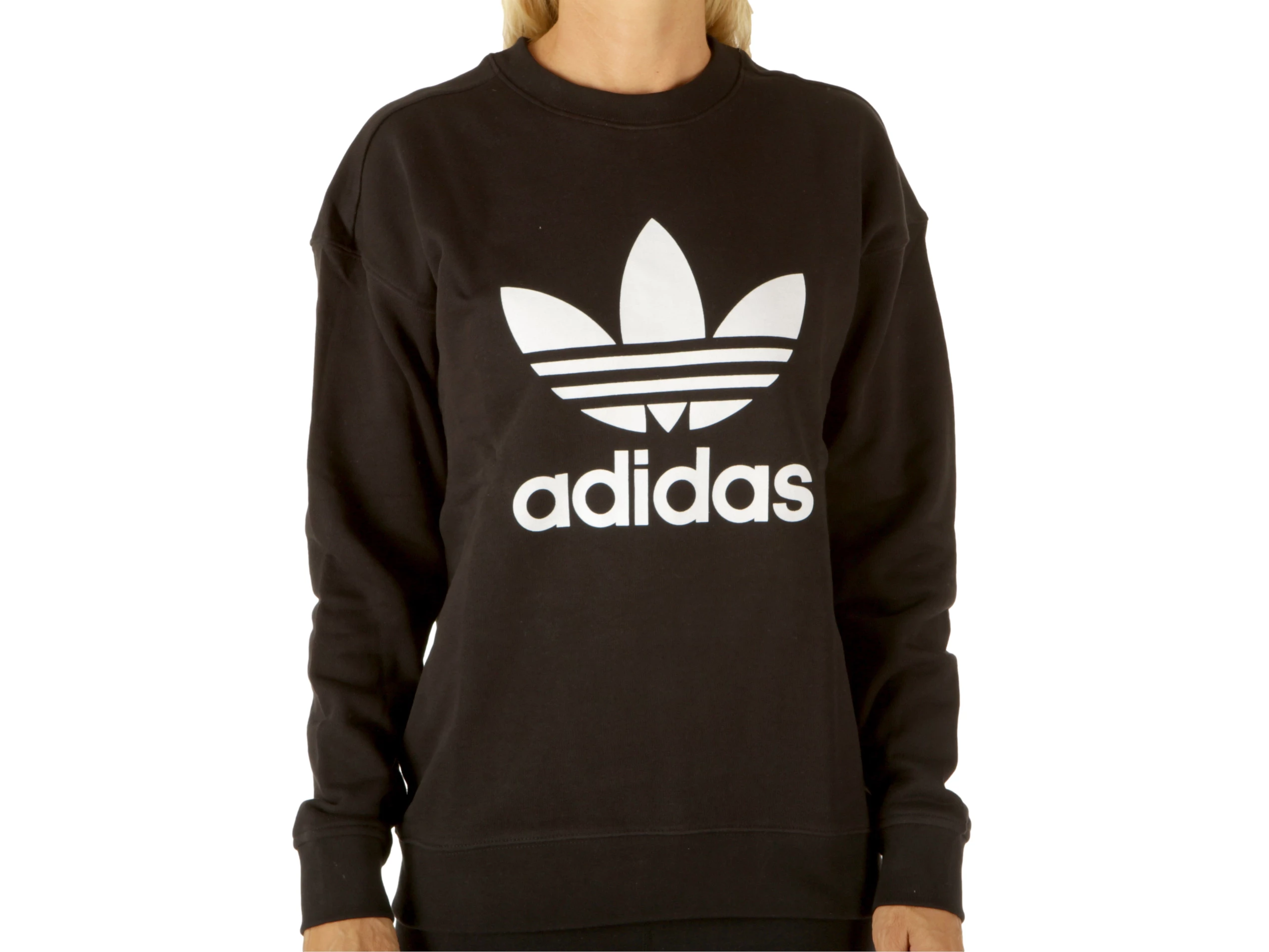 Adidas Trf Crew Sweat Black White woman FM3272 | YOUSPORTY